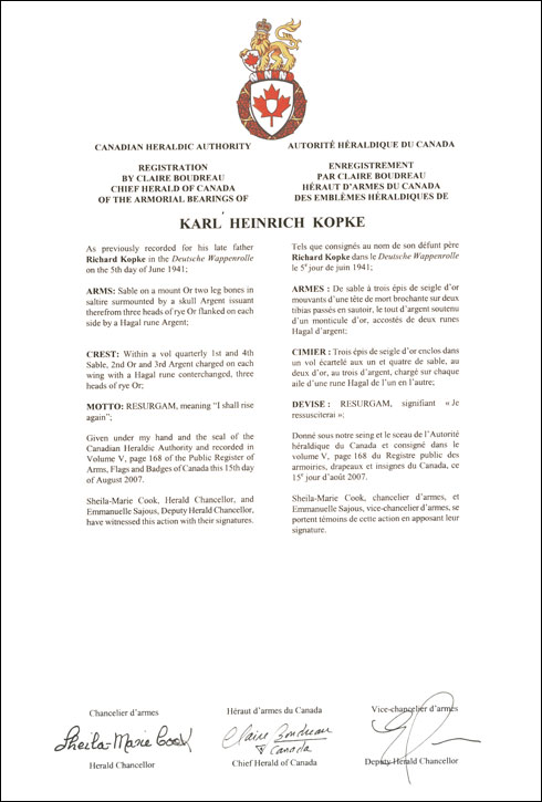 Karl Heinrich Kopke | The Governor General of Canada