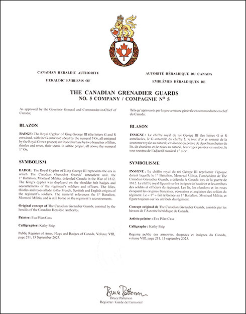 The Canadian Grenadier Guards, No. 5 Company | The Governor General of ...