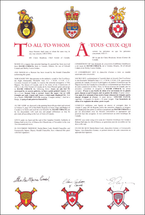 David Codack | The Governor General of Canada