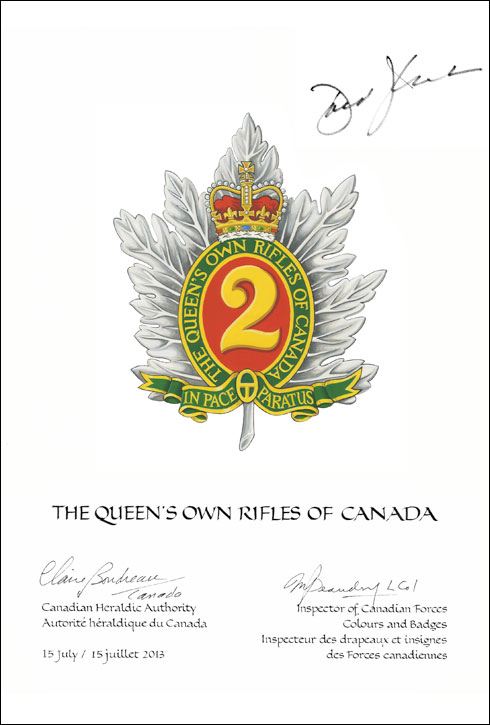 The Queen's Own Rifles of Canada | The Governor General of Canada