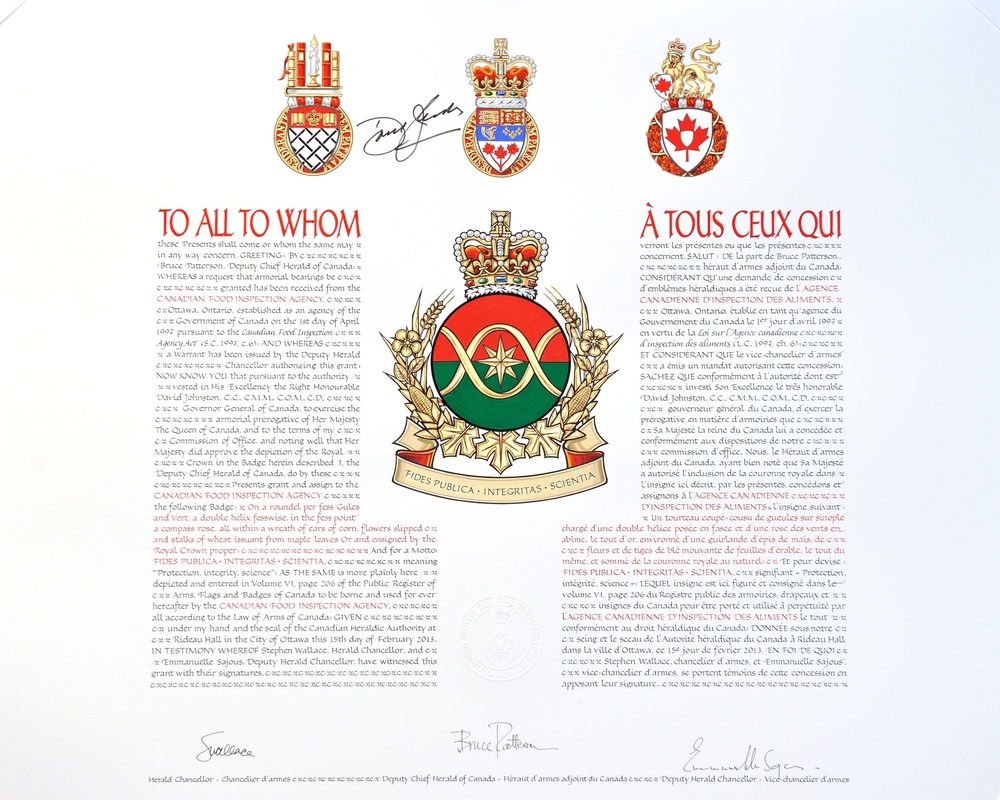 Unveiling of CFIA Emblem | The Governor General of Canada