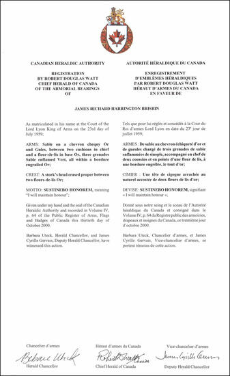 James Richard Harrington Brisbin | The Governor General of Canada